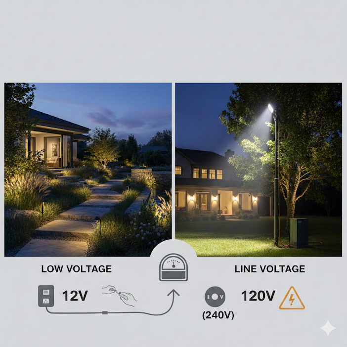 Line Voltage vs Low Voltage in Landscape Lighting Guide